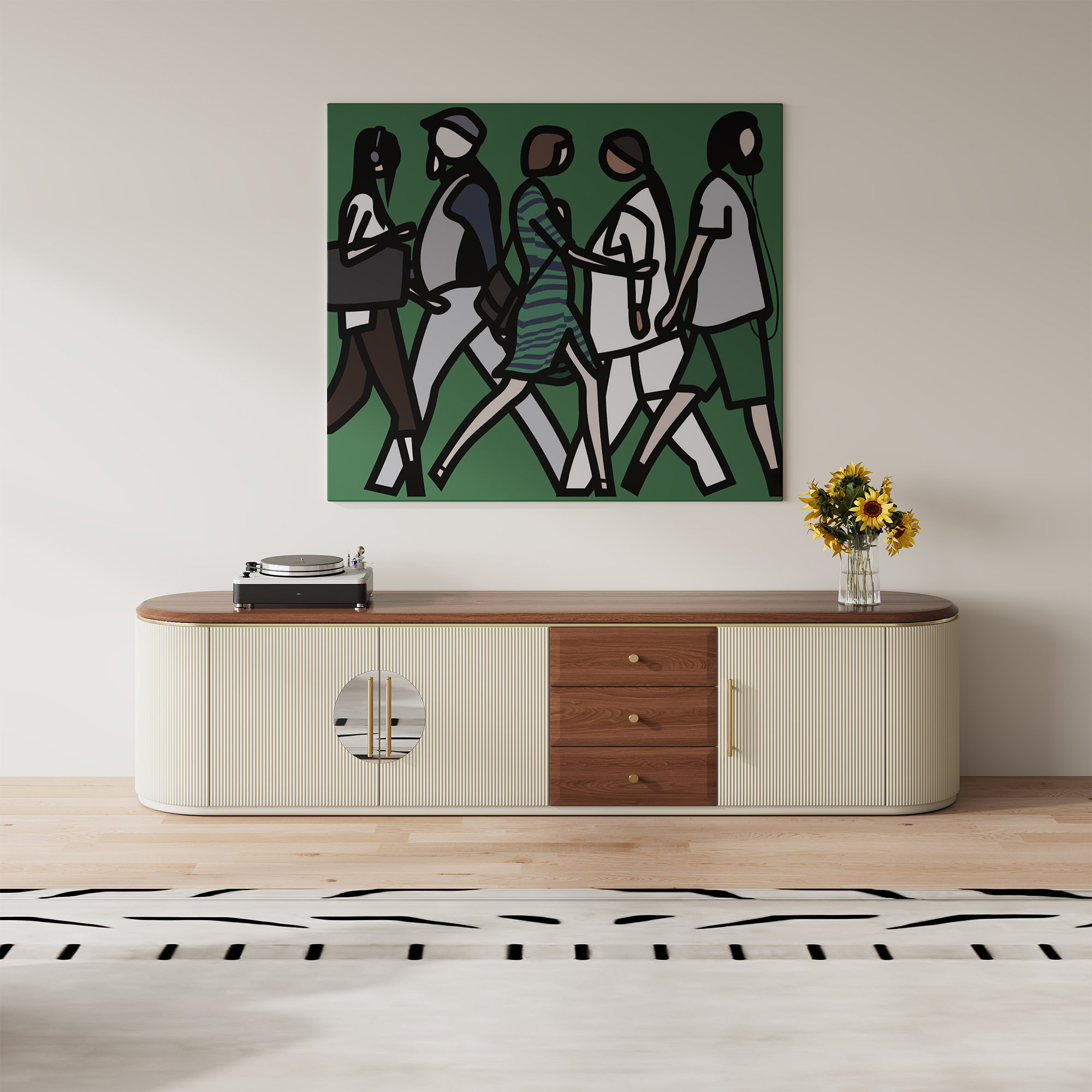 Wildon Home® 79'' Mid Century Modern TV Stand,Brown Wood Entertainment ...