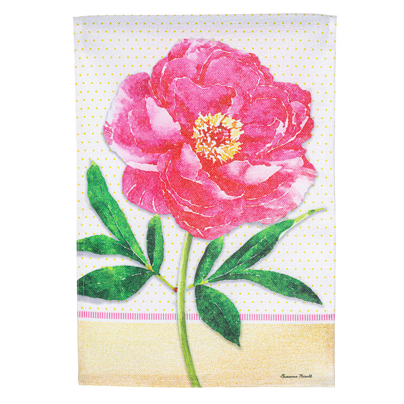 Arlmont & Co. Floral Stems Burlap Garden Flag | Wayfair