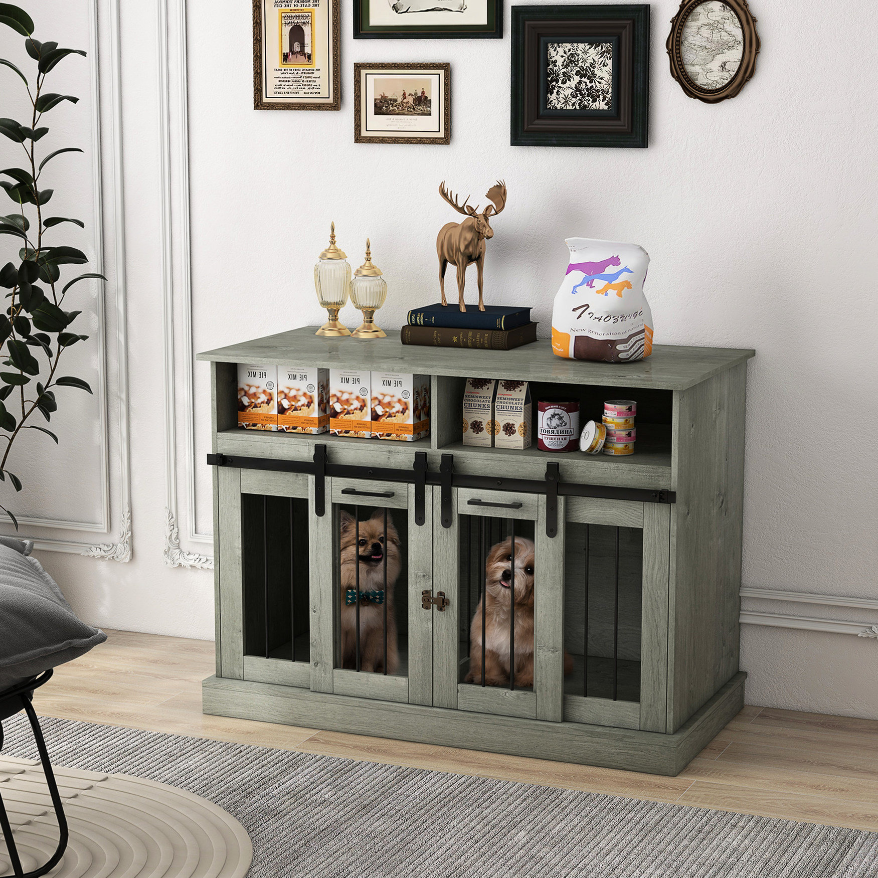 Tucker Murphy Pet™ Dog Kennel With Removable & Sliding Entrance, Grey ...