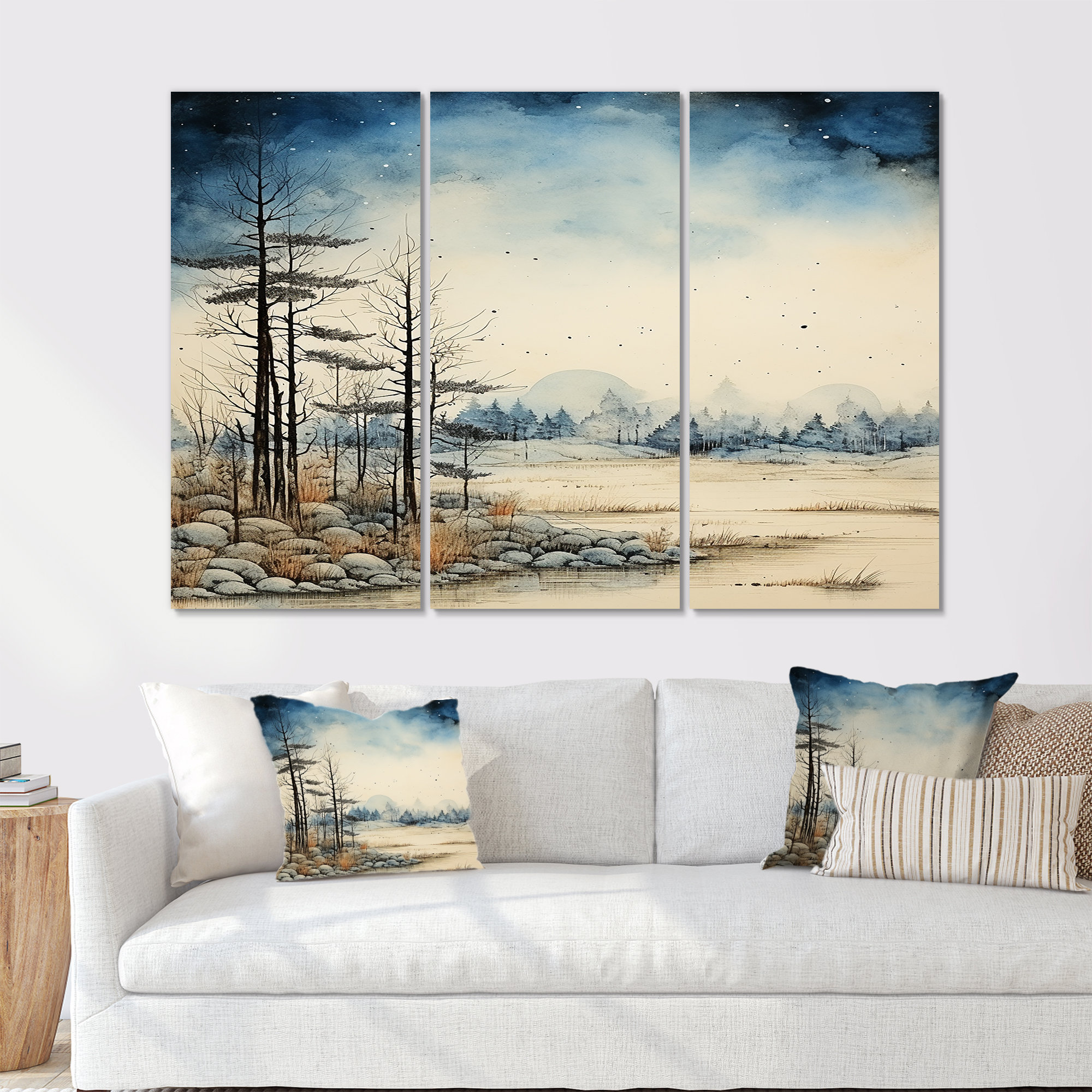 Millwood Pines Lonely Autumn Trees Verge Of Forest - Lake Wall Art ...