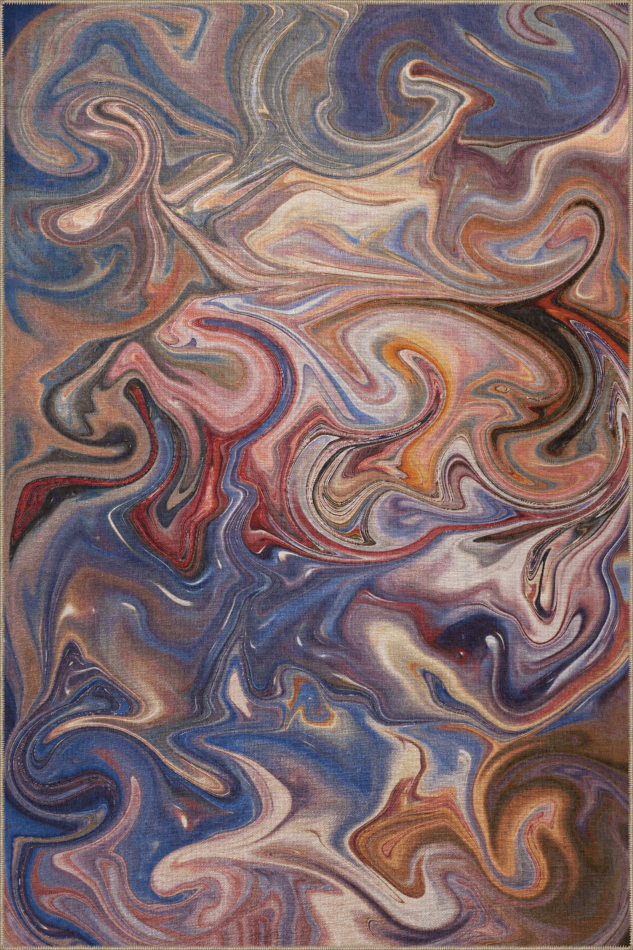 Orren Ellis Mira Blue-Beige Themed Multi-Colored Abstract Wavy Spiral ...