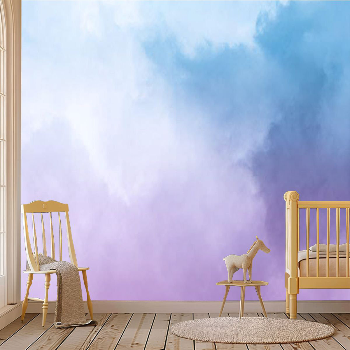 Ivy Bronx Peel and Stick Wallpaper Wall Mural Bright sky cloud colorful ...
