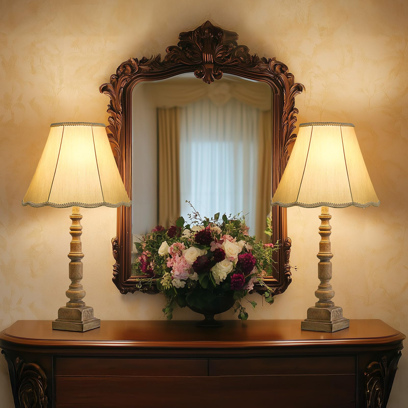 Lark Manor Gold Scalloepd Lamp Shades Set Of 2, 6.1"Top X 13"Bottom X 9 ...