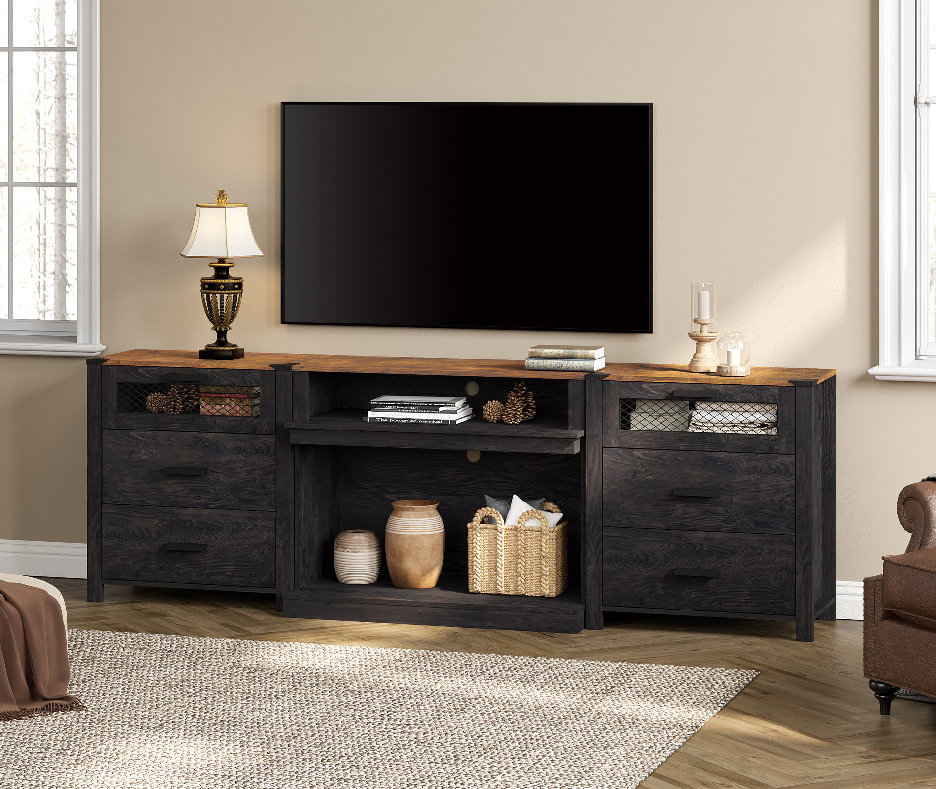 Gracie Oaks 6 Drawer TV Stand Set For 100 Inch TV & Reviews | Wayfair