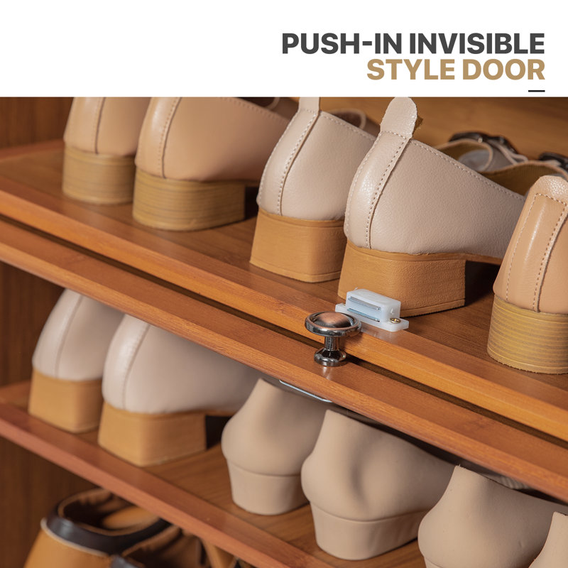 Bay Isle Home™ Bamboo 8-Tiers Shoe Cabinet With Drawer, Shoe Rack ...