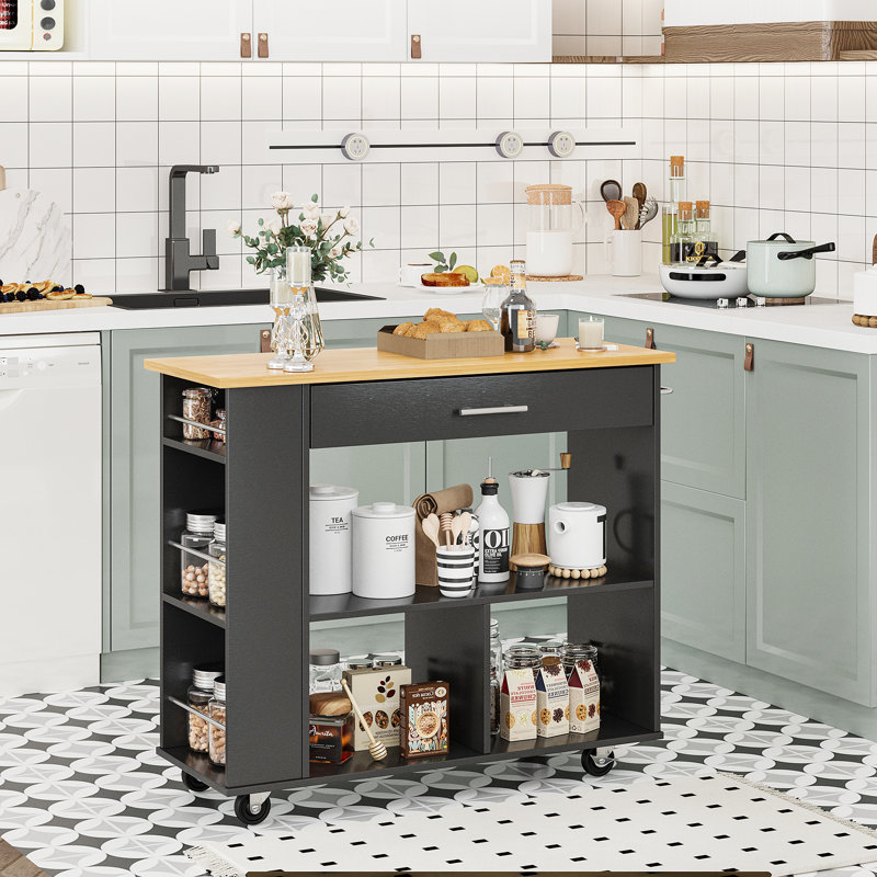 Lark Manor™ Arbenor Wood Kitchen Island Cart & Reviews | Wayfair