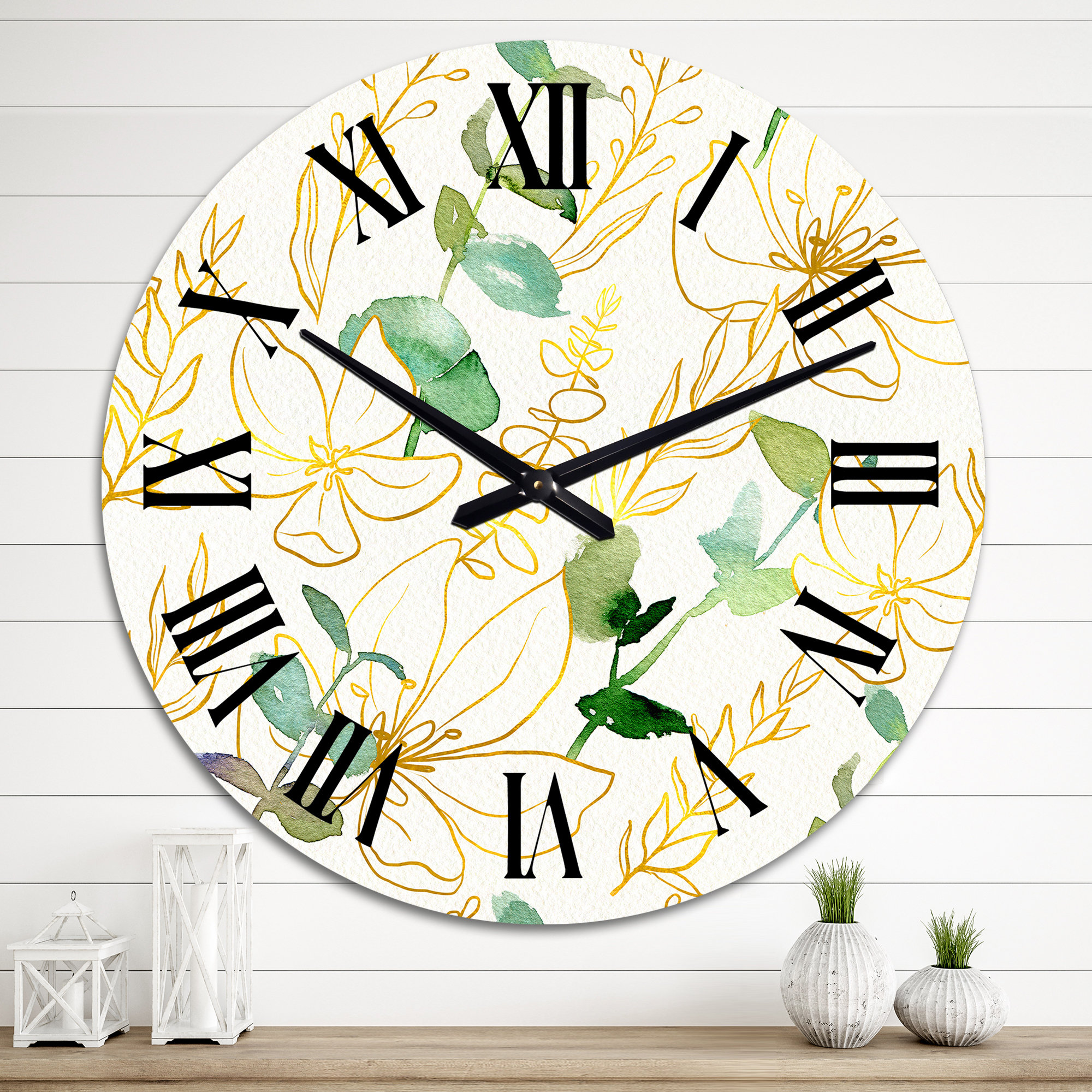 East Urban Home Yellow and Green Eucalyptus Branches - Patterned Wall ...