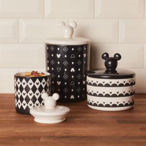 Disney Home Monochrome Ceramic Food Storage Containers / Cookie Jar Set ...