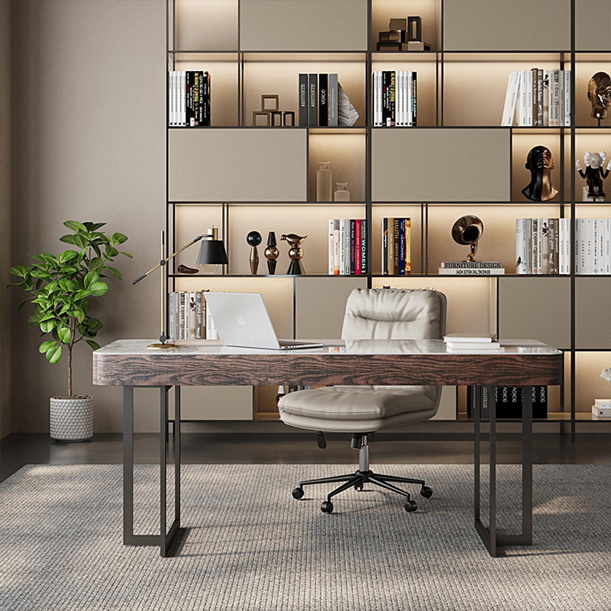 Isla Hopping Minimalist Walnut-Colored Solid Wood Desk | Wayfair