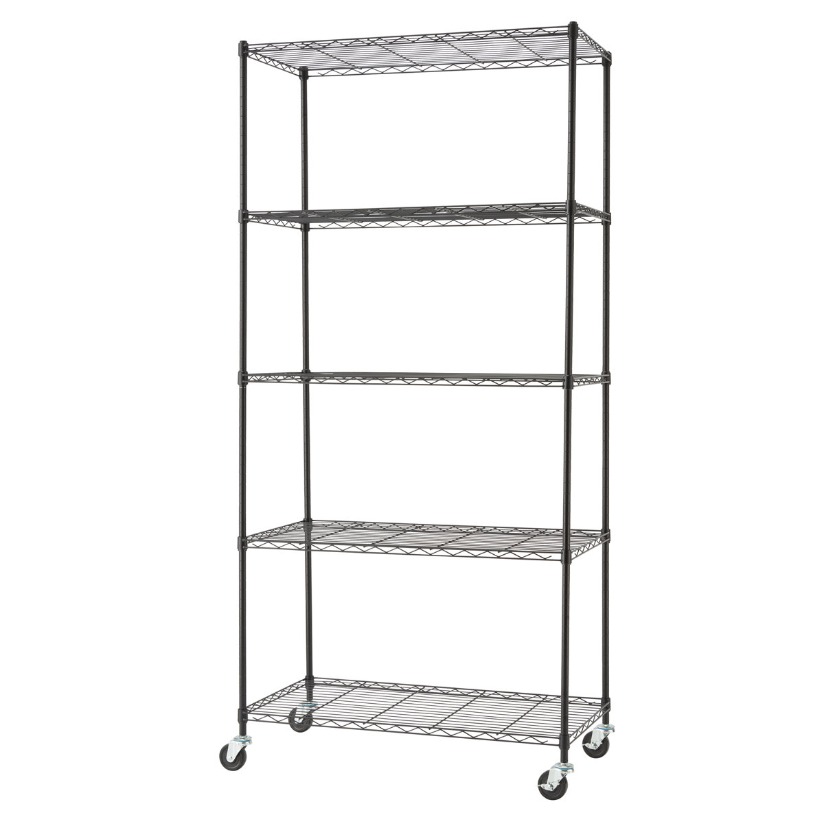 TRINITY EcoStorage 5-Tier NSF Steel Wire Shelving Unit w/ Wheels (36 in ...