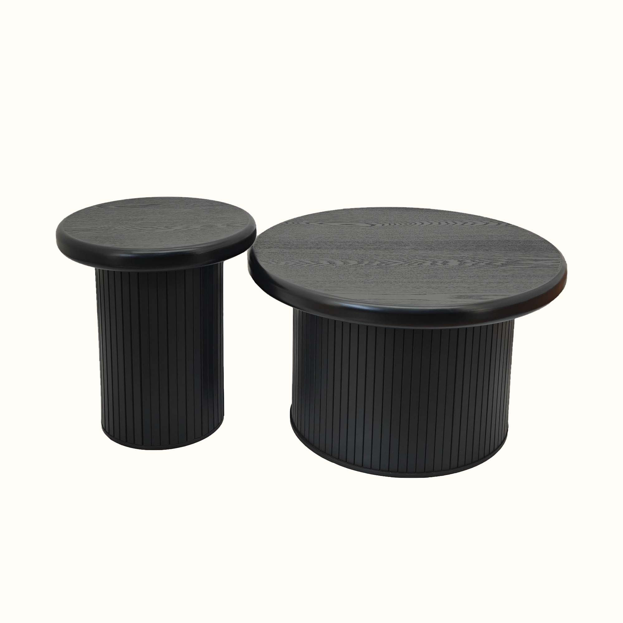 Latitude Run® Round Coffee Table Set with Unique Fluted Table Leg ...