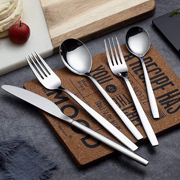 Wrought Studio™ Flatware Set 40 Pieces, Stainless Steel Flatware Set ...