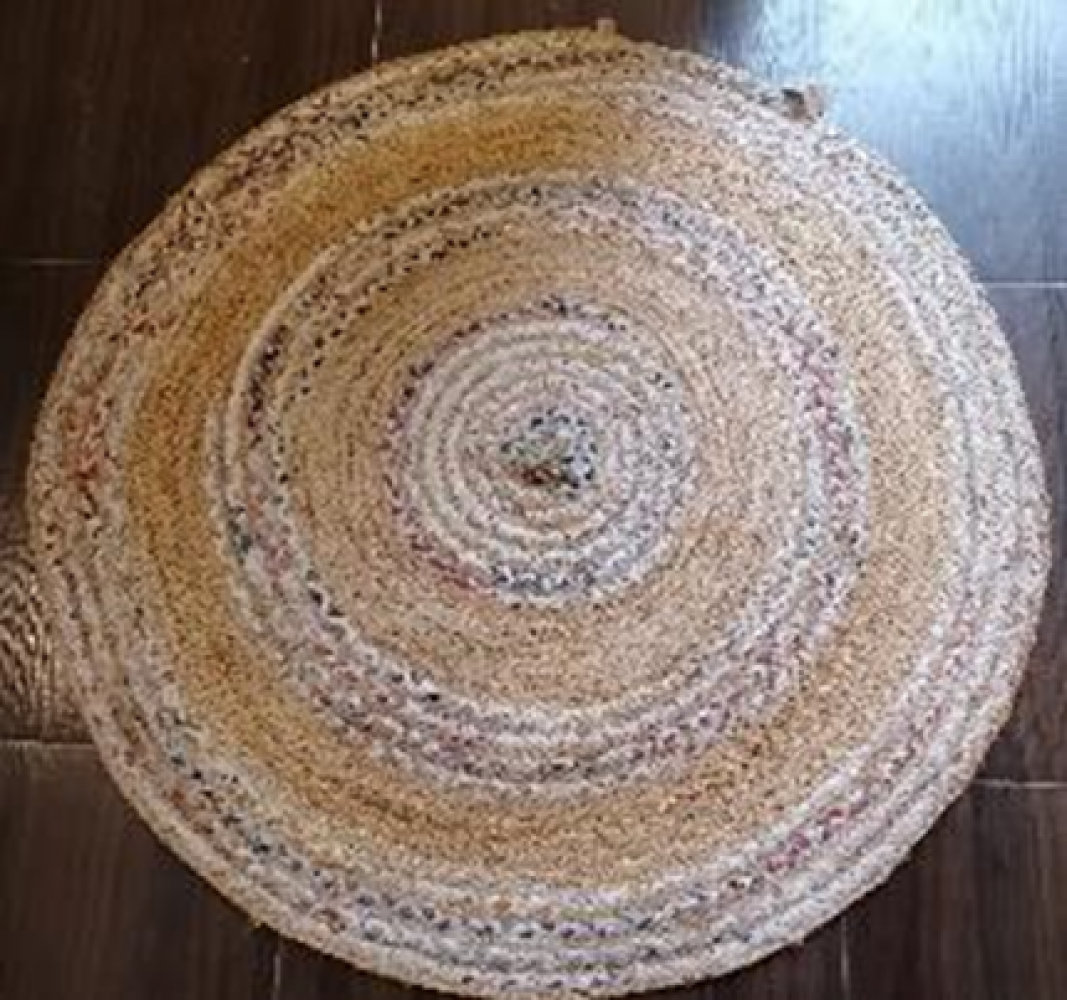 Bungalow Rose Round Jute With Colorful Stripe Pattern Rug | Wayfair