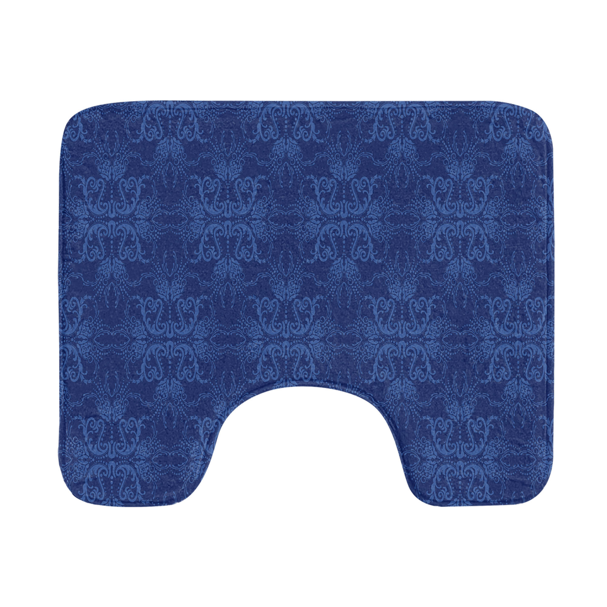 Dakota Fields Damask Toilet Mat U-Shape Bathroom Rug 20" Indigo | Wayfair