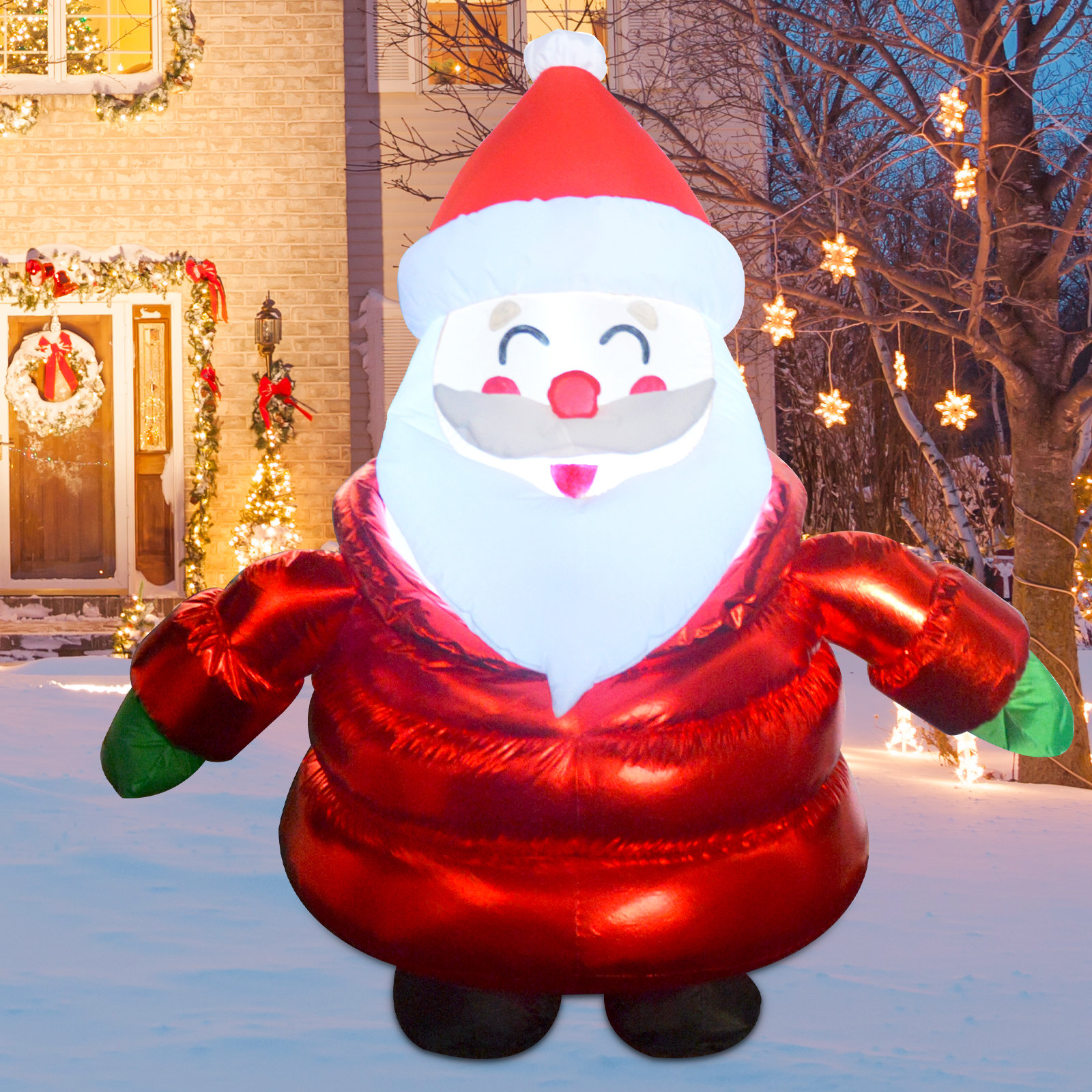 GOOSH Christmas Inflatable 5 FT Smiley Inflatable Santa Claus with LED ...