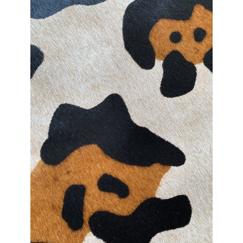 Everly Quinn Handmade Jaguar Print Cowhide Beige Rug | Wayfair