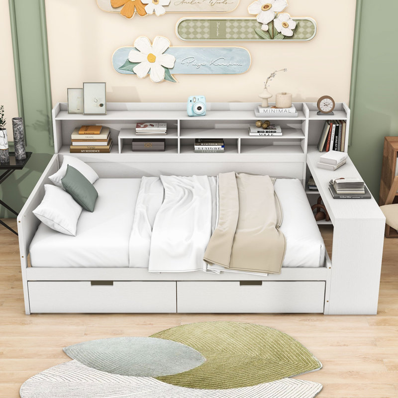 Lark Manor™ Wood Daybed with Drawers, Desk and Shelves | Wayfair