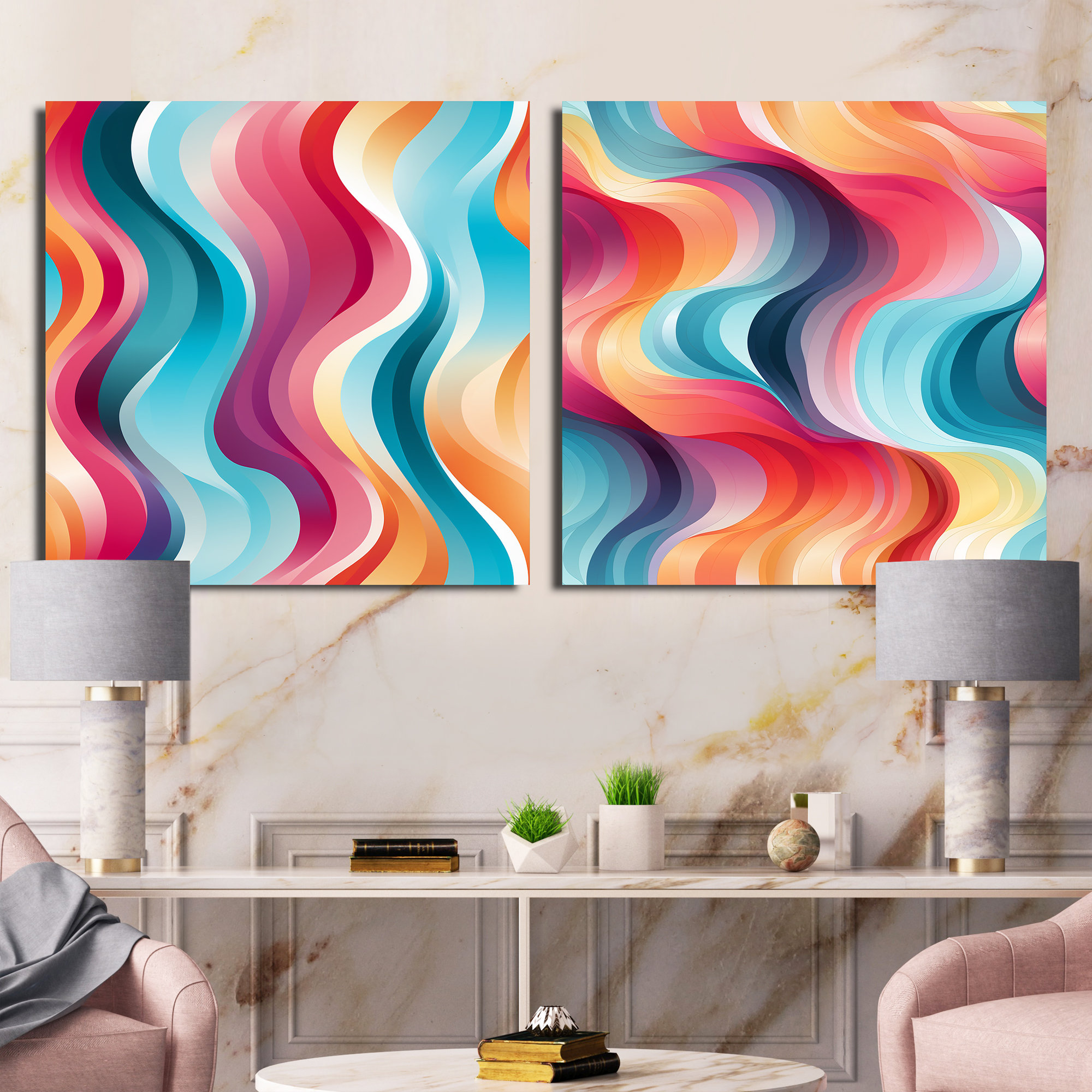 Design Art Popart Striped Rainbow Rhythm - Abstract Shapes Square ...