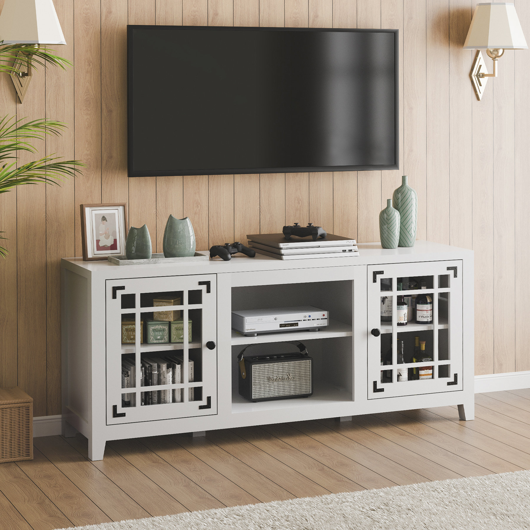 Red Barrel Studio® Aderinola Farmhouse TV Stand for TVs up to 65 ...