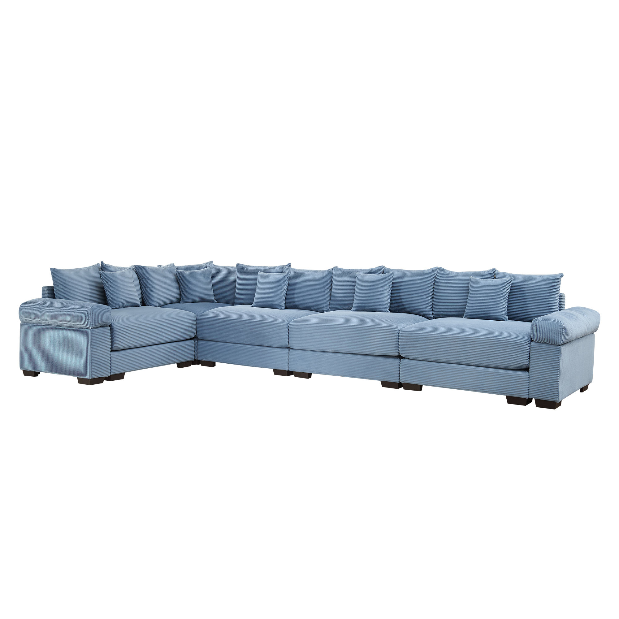 Man Wah Deep-seating Comfort Corduroy Modular Sectional For Cozy ...