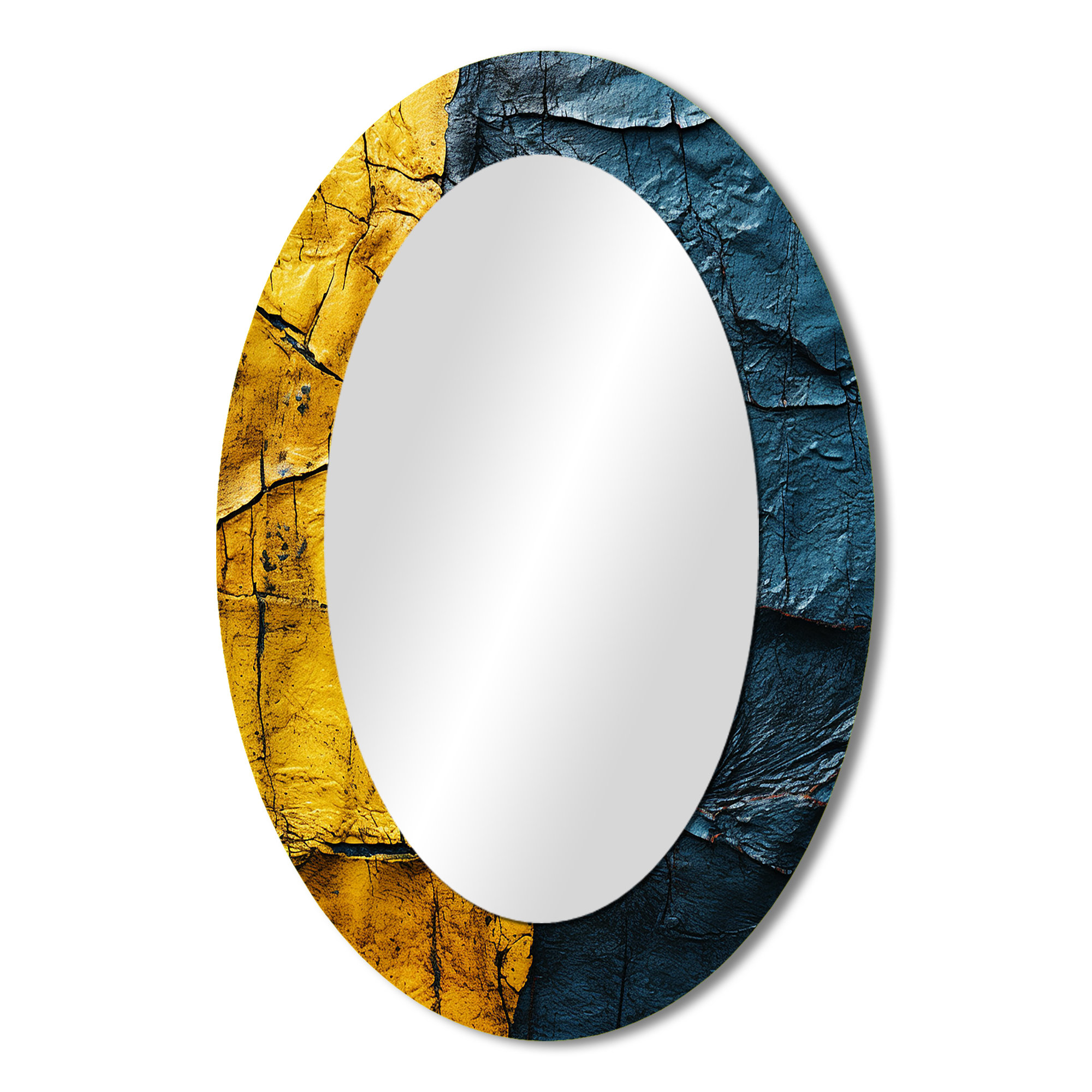 Dakota Fields Yellow Azure Harmonic Collages - Gold Oval Wall Mirror ...