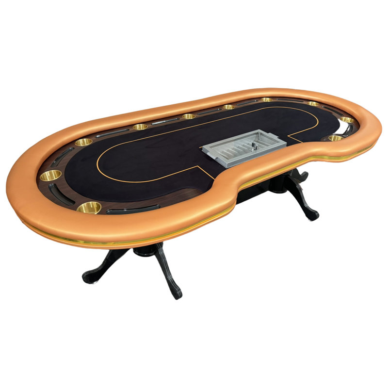 IDS Online Corp Oval Casino Texas CWS poker table with metal chip tray ...