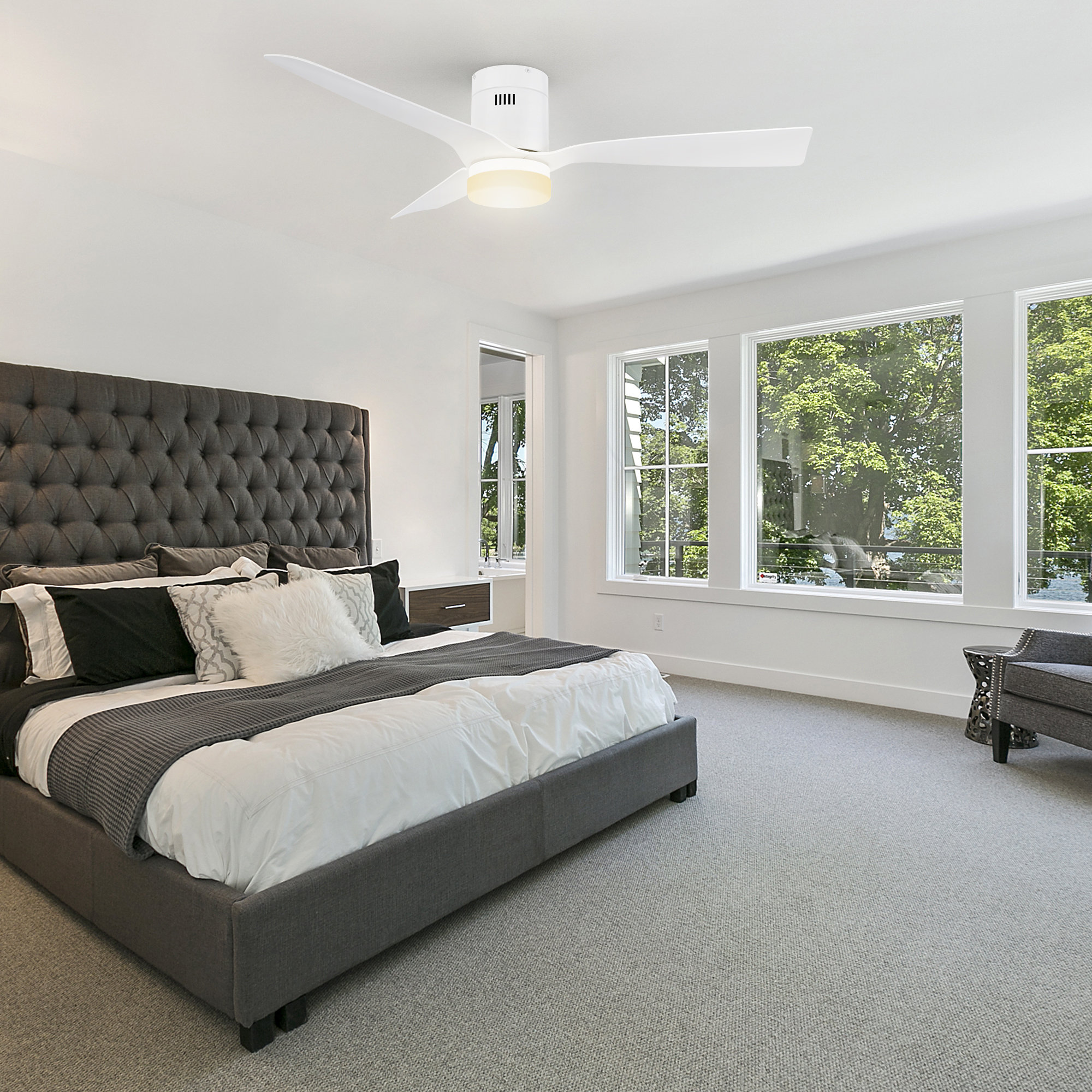 Ebern Designs 52-inch Indoor Smart Ceiling Fan with LED Light | Wayfair