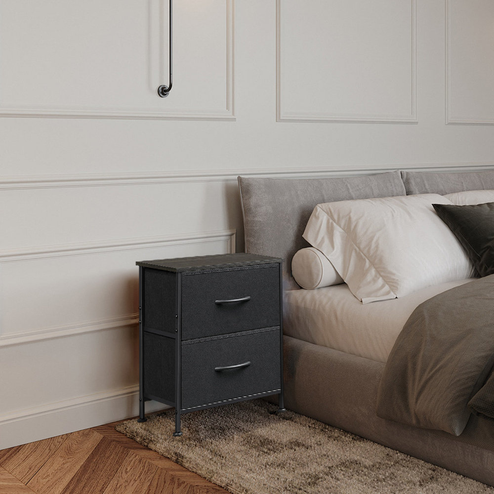 Latitude Run® Nightstands For Bedroom, 2 Fabric Drawer Dresser, Metal ...