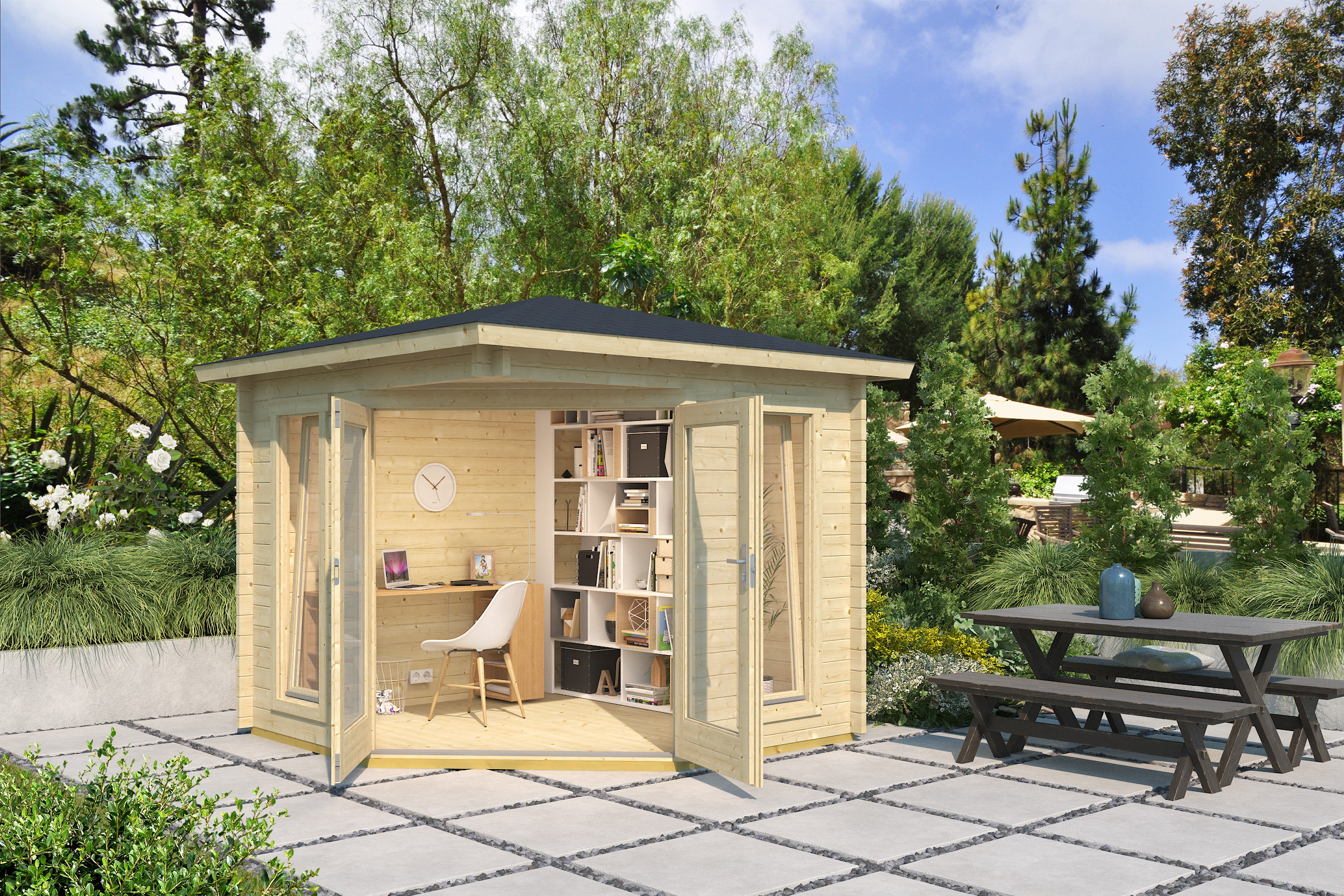 Lasita Maja Lasita Oban Premium Corner Log Cabin With Tempered Double ...