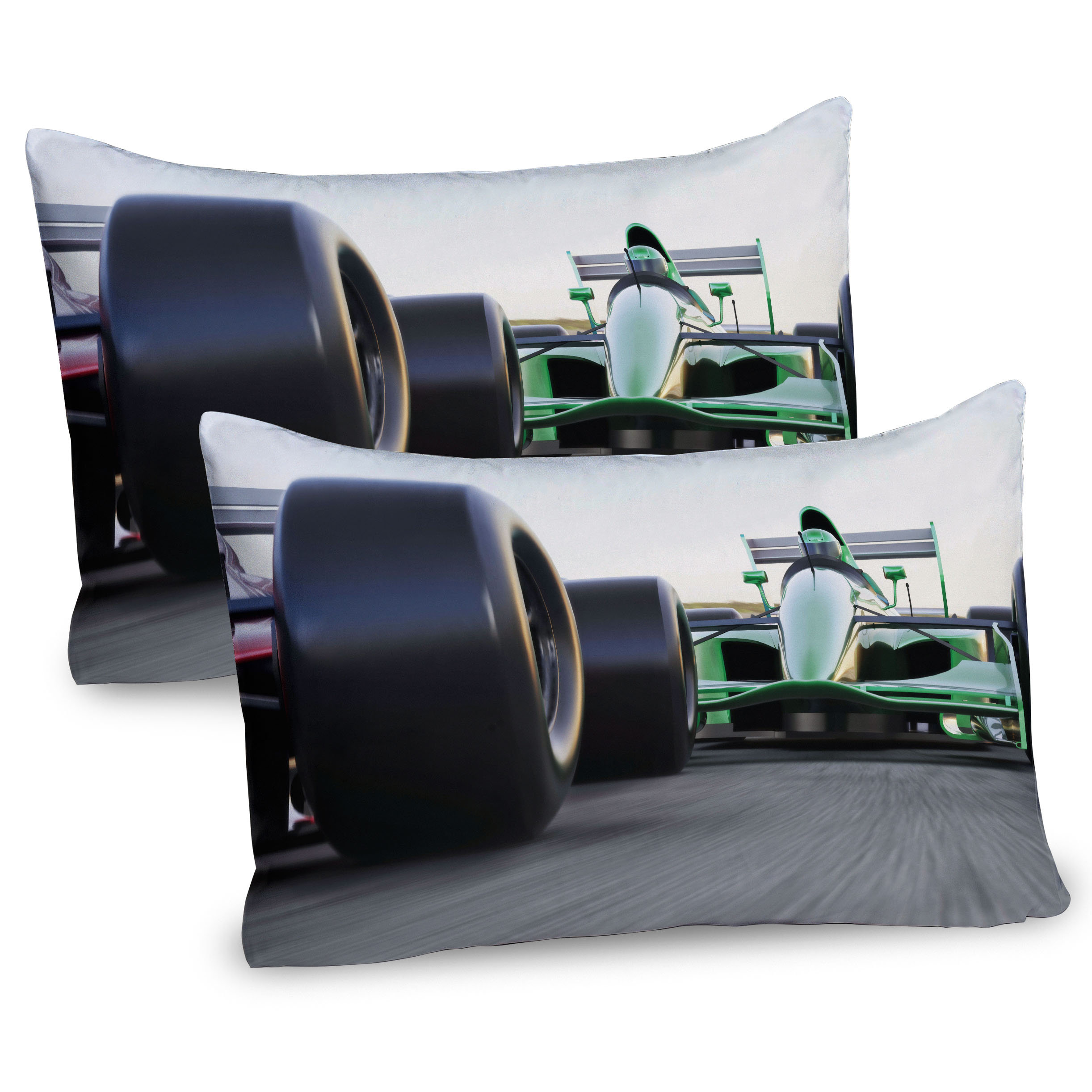 Ambesonne Cars Pillow Sham 2 Pack Indy Cars on Asphalt Road Grey Black ...