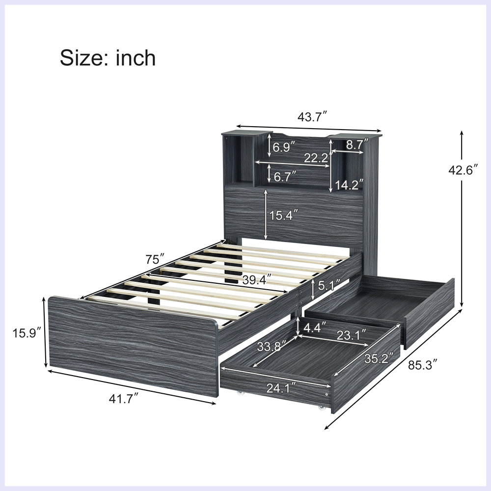 Latitude Run® Modern Storage Platform Bed Frame with LED Light | Wayfair