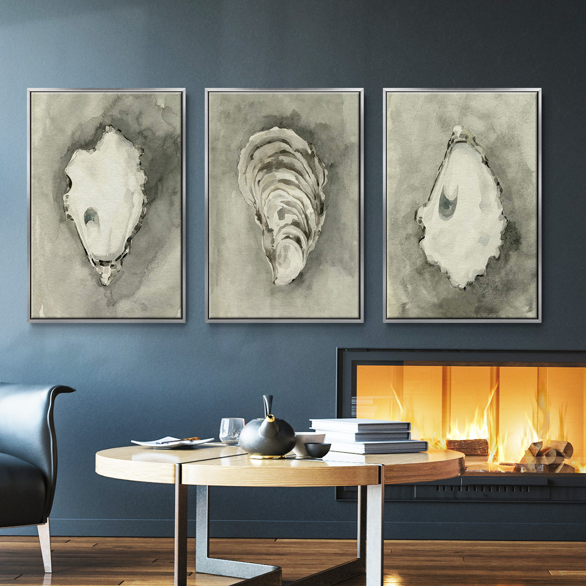 Wexford Home Neutral Oyster Shell I Framed On Canvas 3 Pieces Set | Wayfair