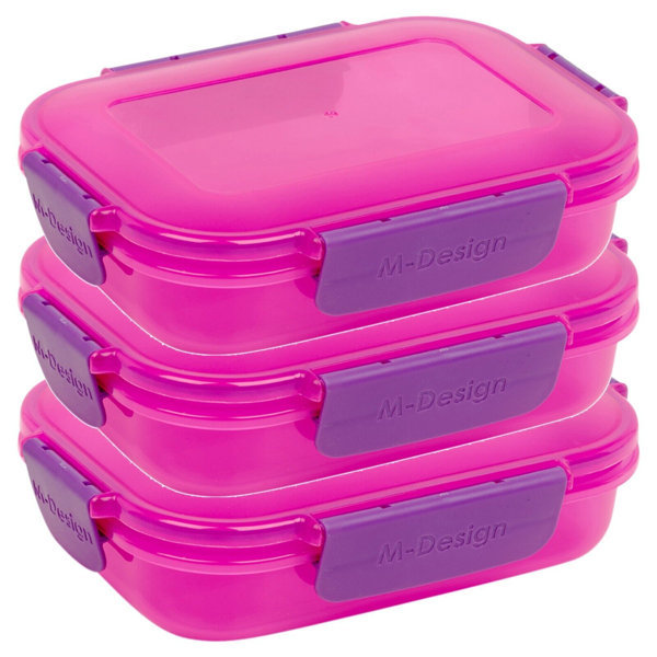 Symple Stuff 0.6L Plastic Lunch Box Food Storage Air Tight Rubber Seal ...