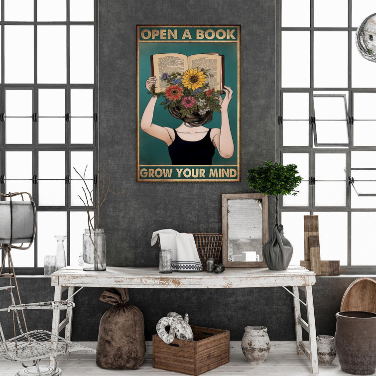 Trinx Open A Book Grow Your Mind - 1 Piece Rectangle Graphic Art Print ...