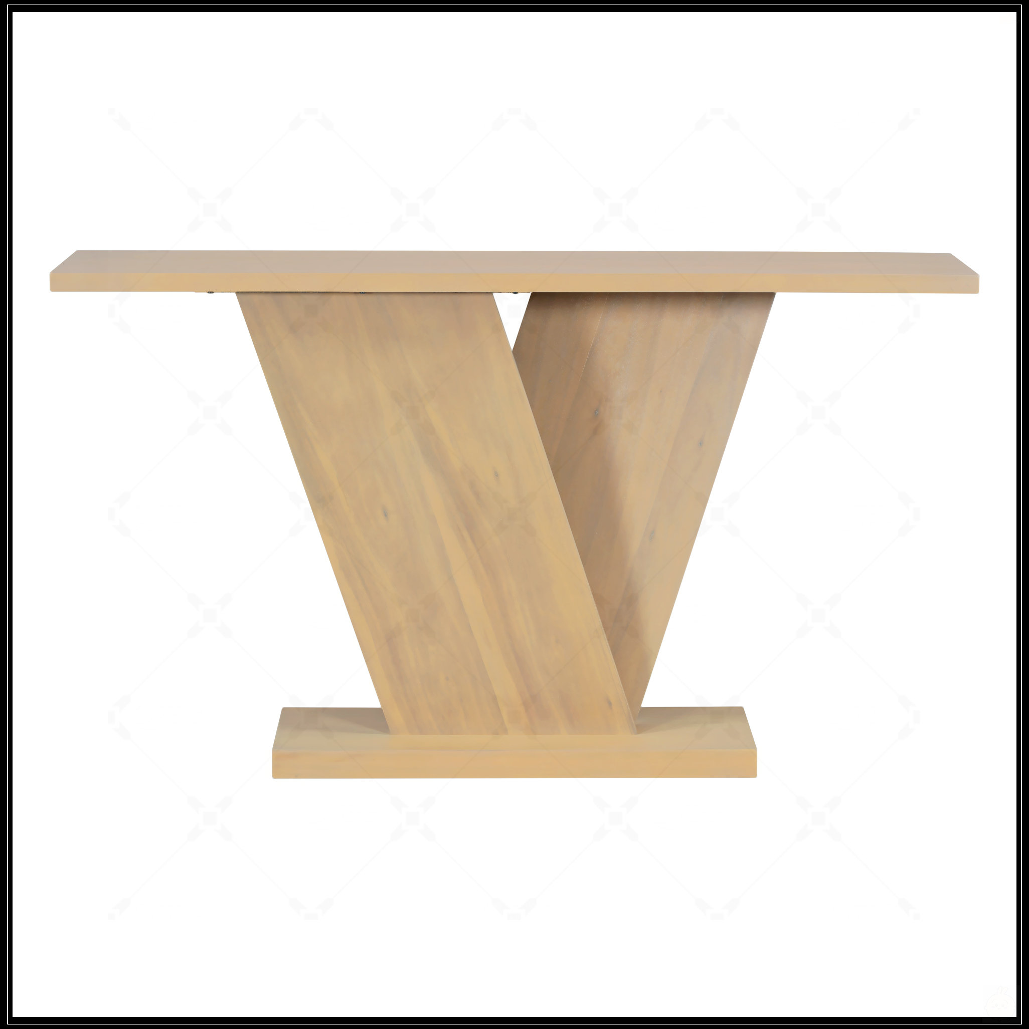 East Urban Home Mirod Console Table With Natural Wood Veneer, V-Base ...