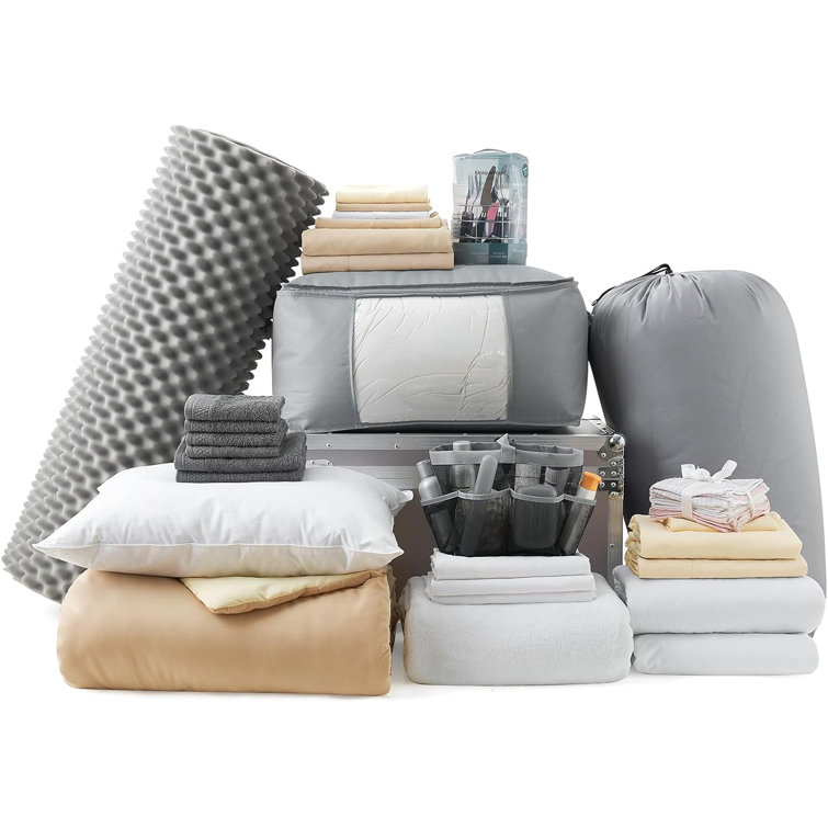 DormCo Packs 42 Piece Complete College Dorm Reversible Bedding Package ...