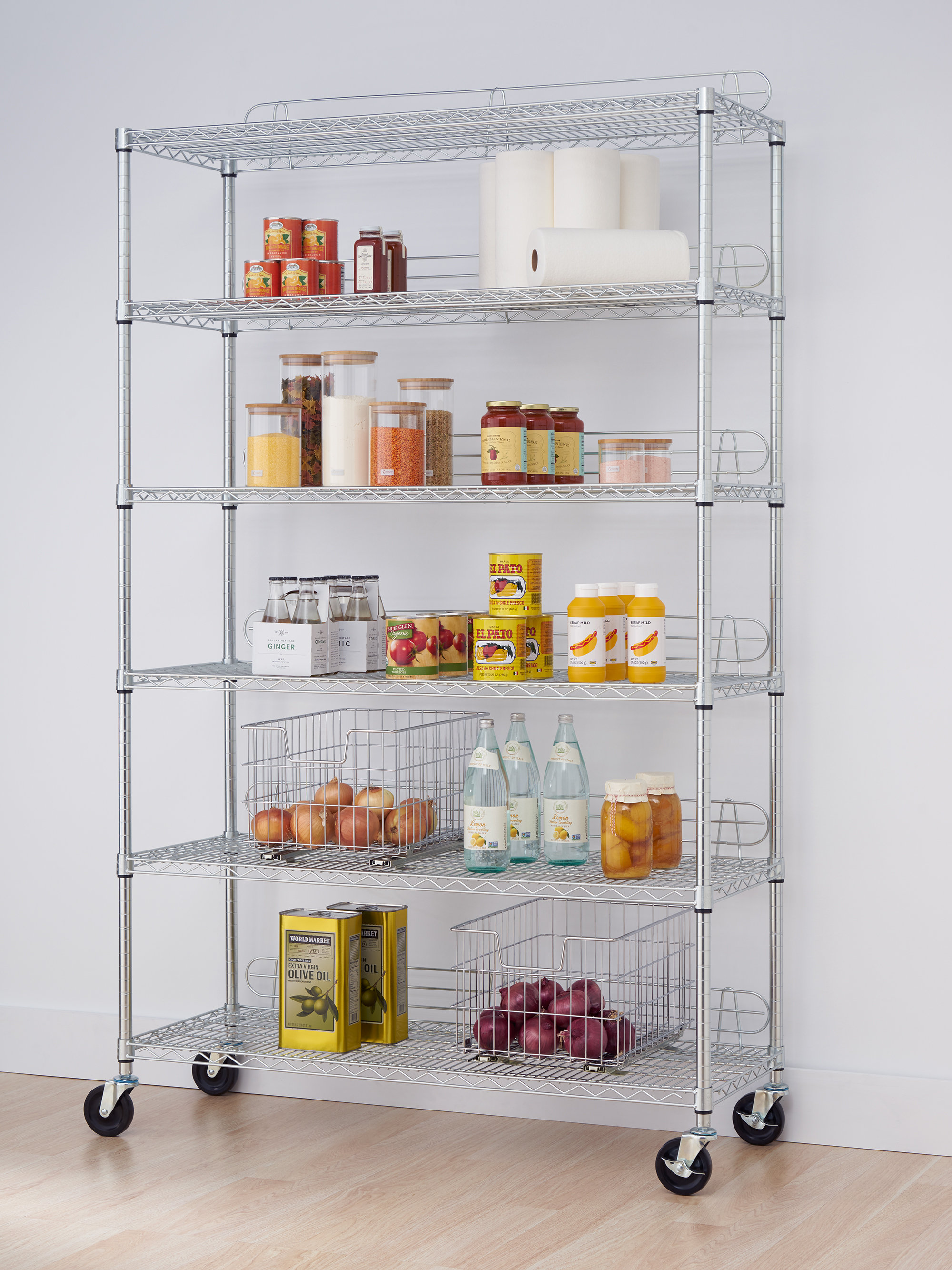 TRINITY EcoStorage 6-Tier NSF Wire Shelving Unit w/ Backstands and ...