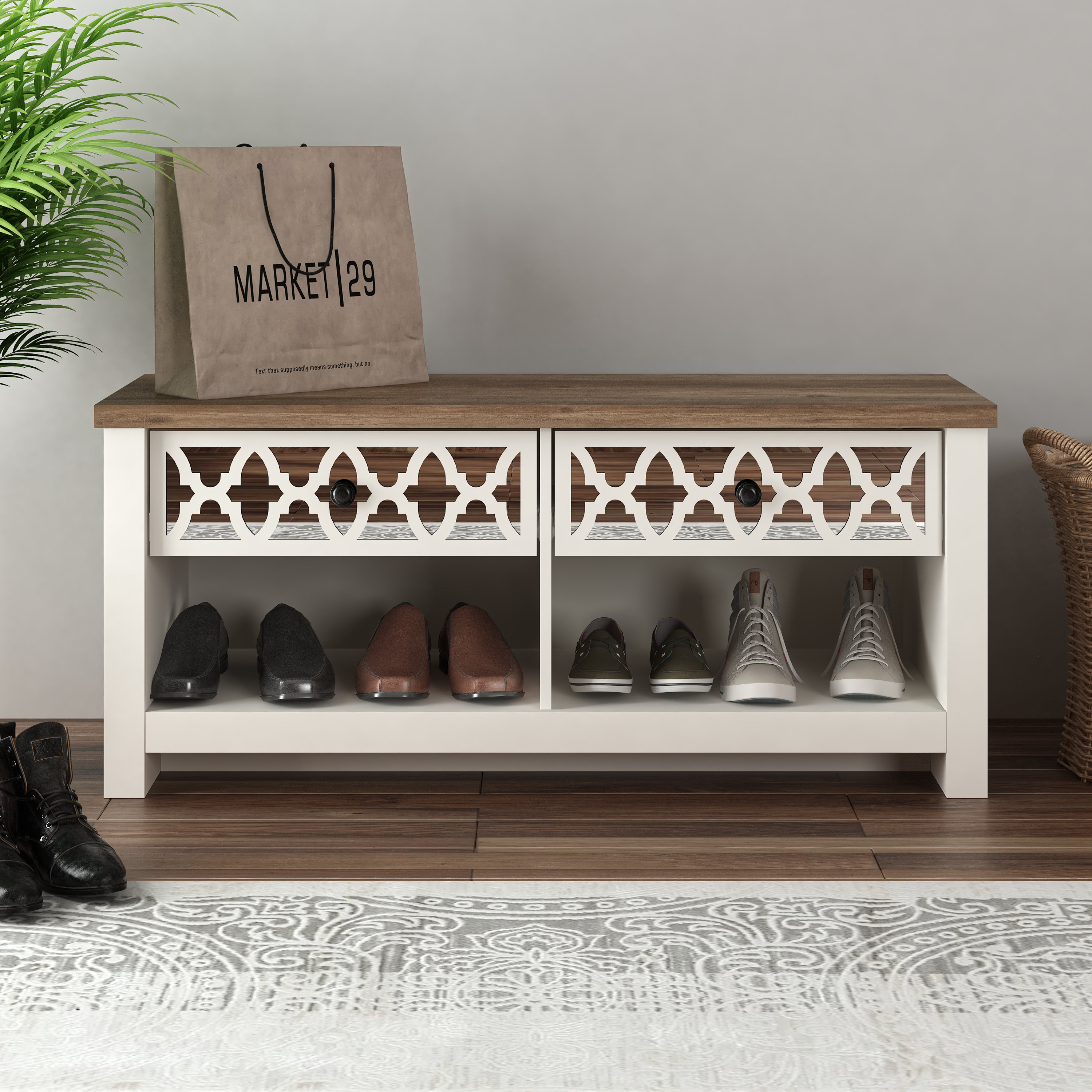 Laurel Foundry Modern Farmhouse® Chessani 6 Pair Shoe Storage Bench ...