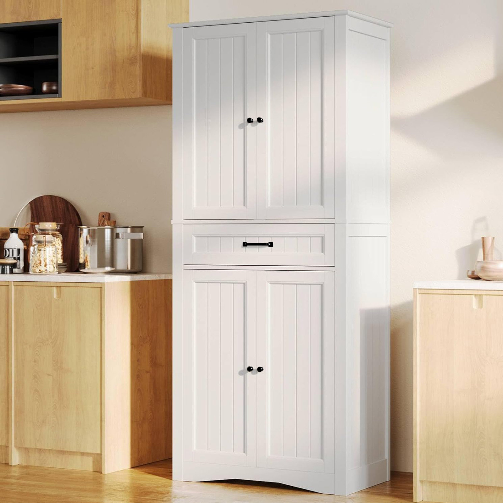 Winston Porter Orys 71'' Freestanding Pantry Cabinet with Drawer ...