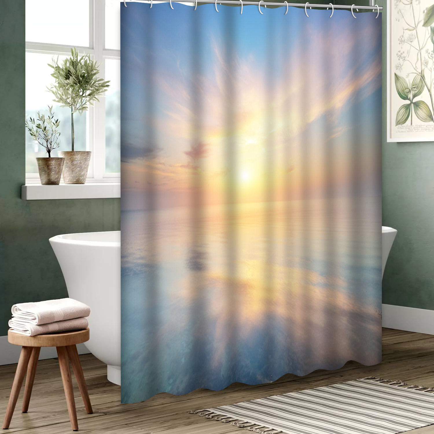 East Urban Home Horizon Hues Waterproof Shower Curtain - Sunset Sky ...
