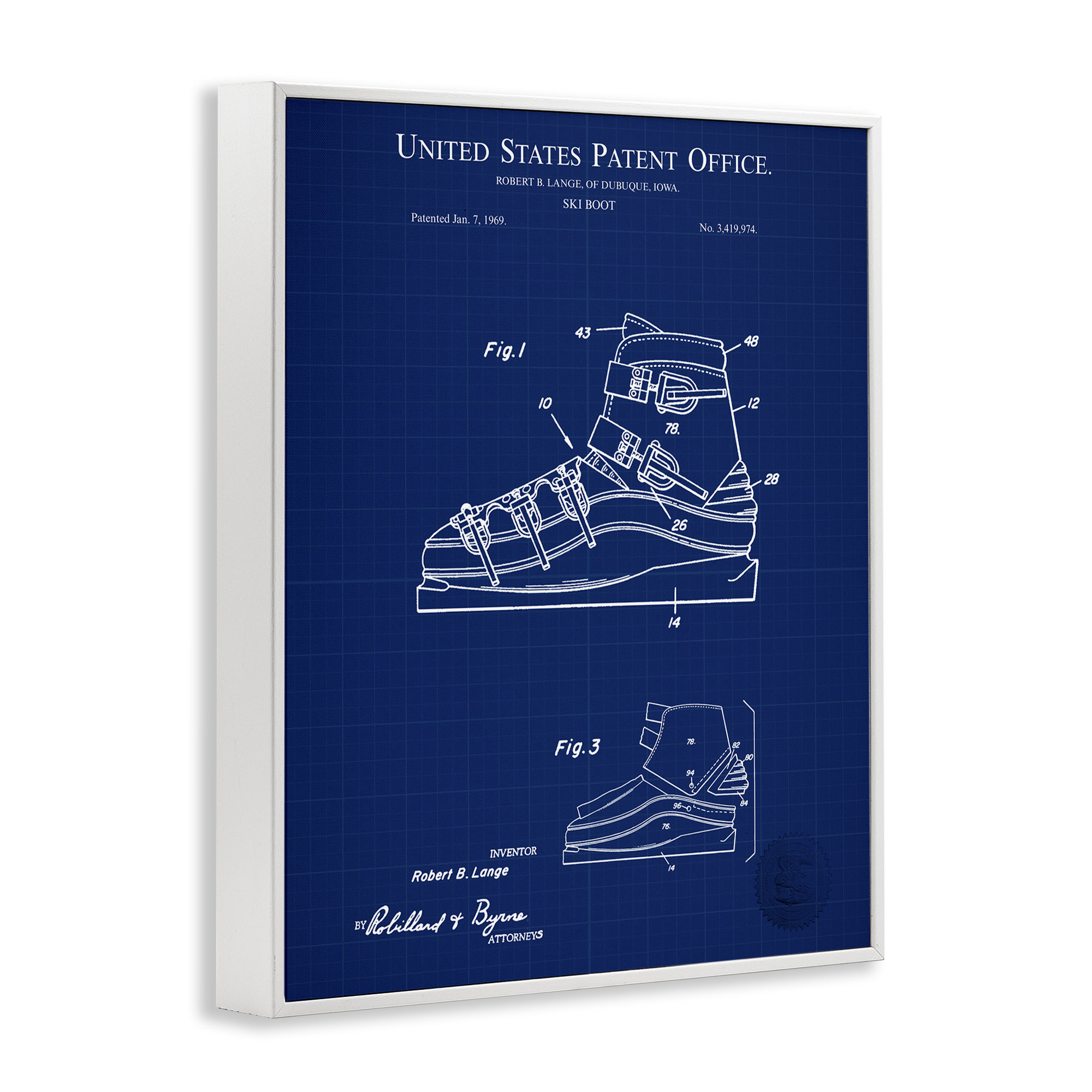 17 Stories Ski Boot Blueprint Framed Giclee Art by Karl Hronek | Wayfair