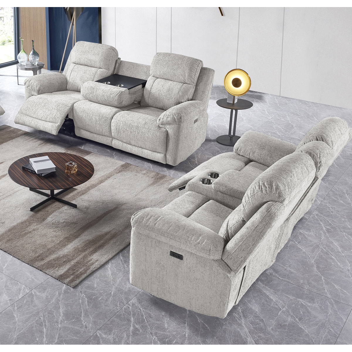 Red Barrel Studio® 2-piece Upholstered Power Reclining Living Room Sofa ...