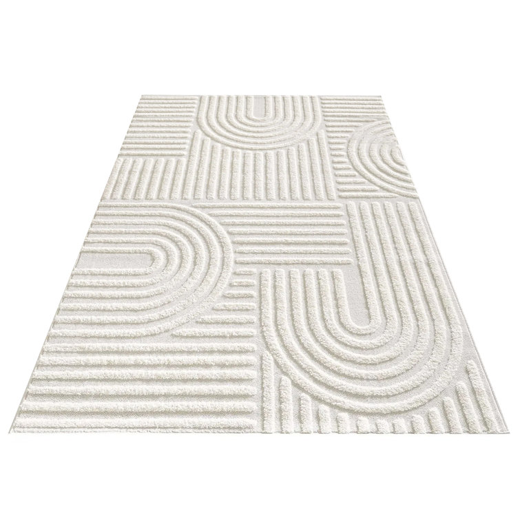 Ivy Bronx Geometric Curved White Area Rugs | Wayfair.co.uk