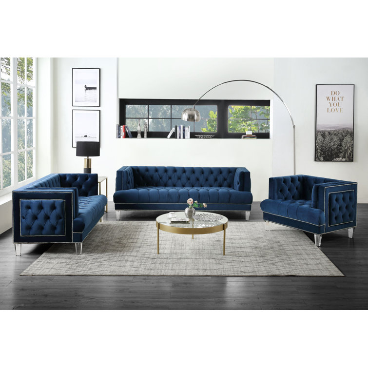 Everly Quinn Ragusa 3 - Piece Velvet Living Room Set | Wayfair