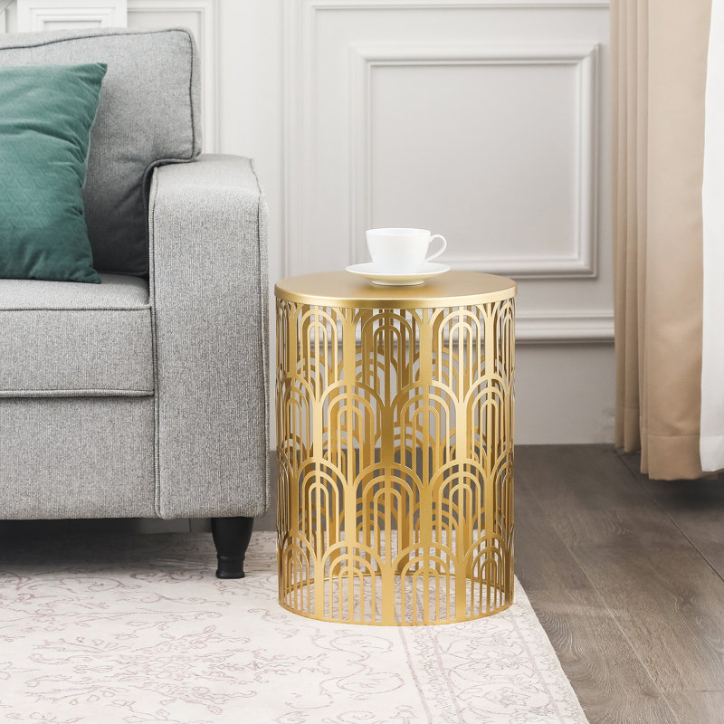 Mercer41 Set Of 2 Hollow-Carved Round Metal End Tables & Reviews | Wayfair