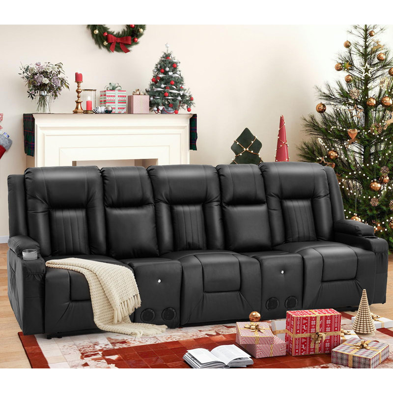 Latitude Run® Reclining Sofa With Console&Bluetooth Speakers, Manual Rv ...