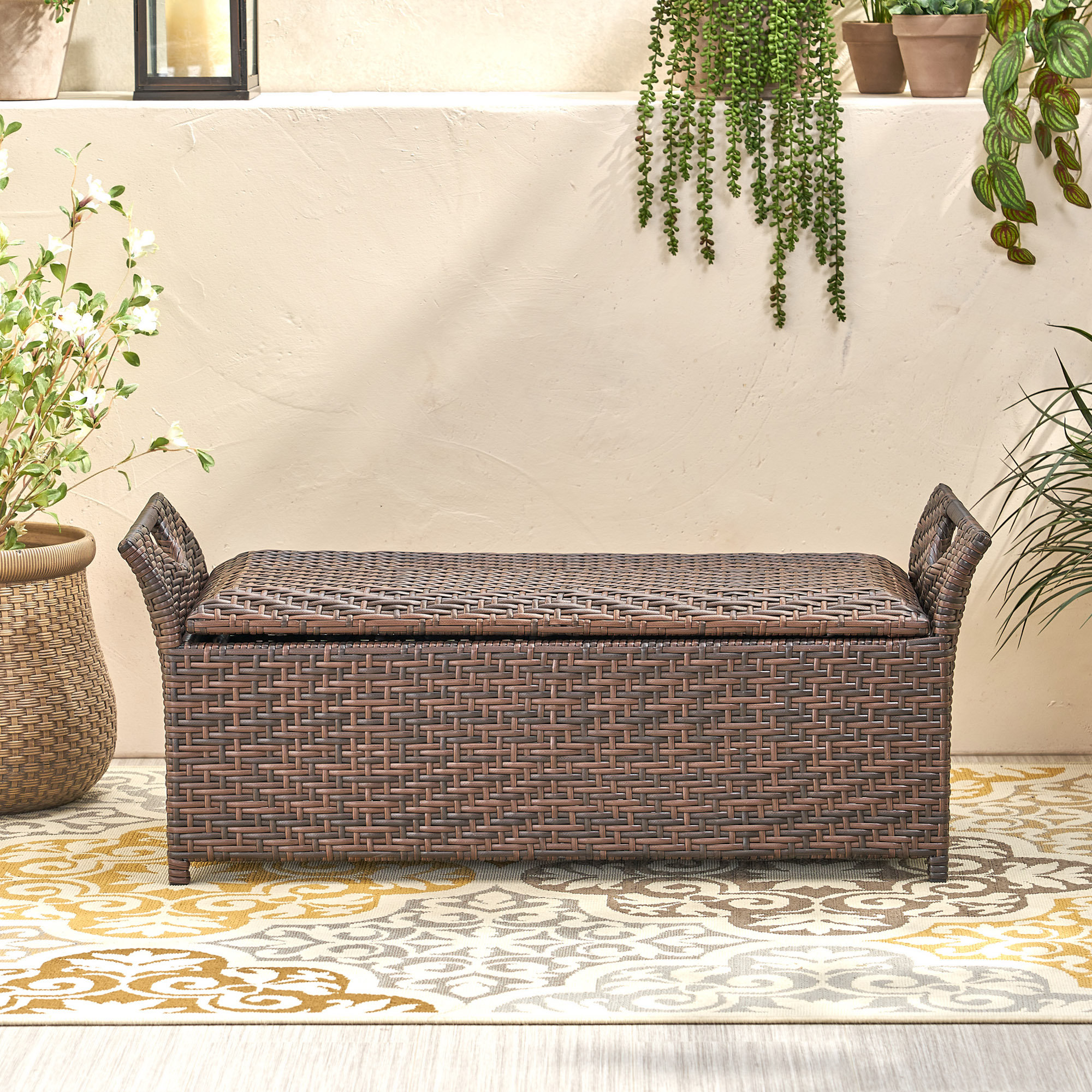 Winston Porter Modern Wing Pe Storage Bench For Outdoor Indoor | Wayfair