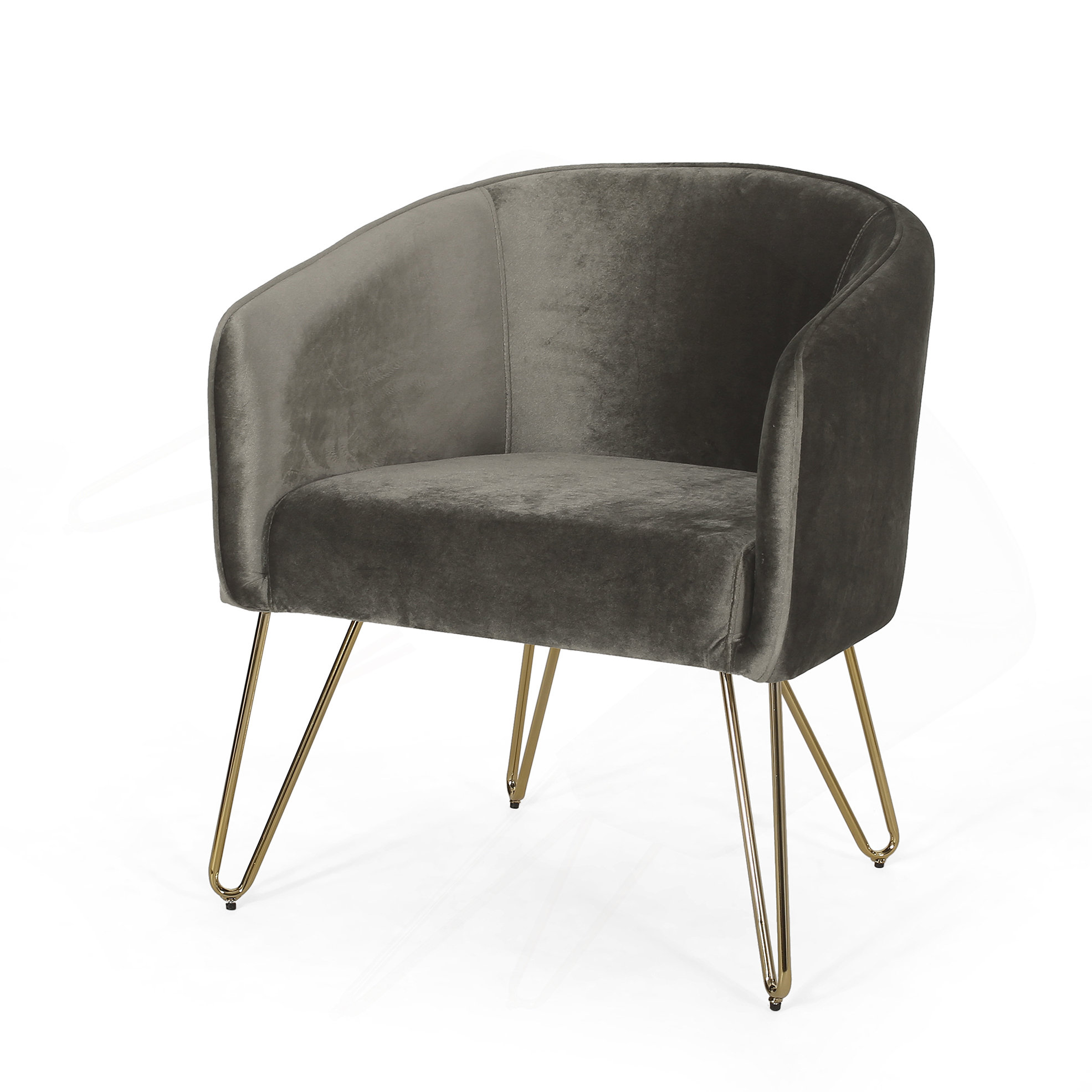Mercer41 Grey Velvet Armchair with 4 Legs | Wayfair