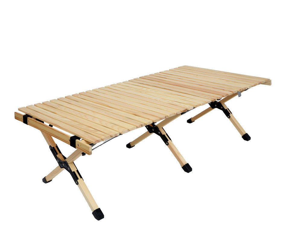 Gracie Oaks Portable Foldable Outdoor Picnic Table Natural Beech Wood ...