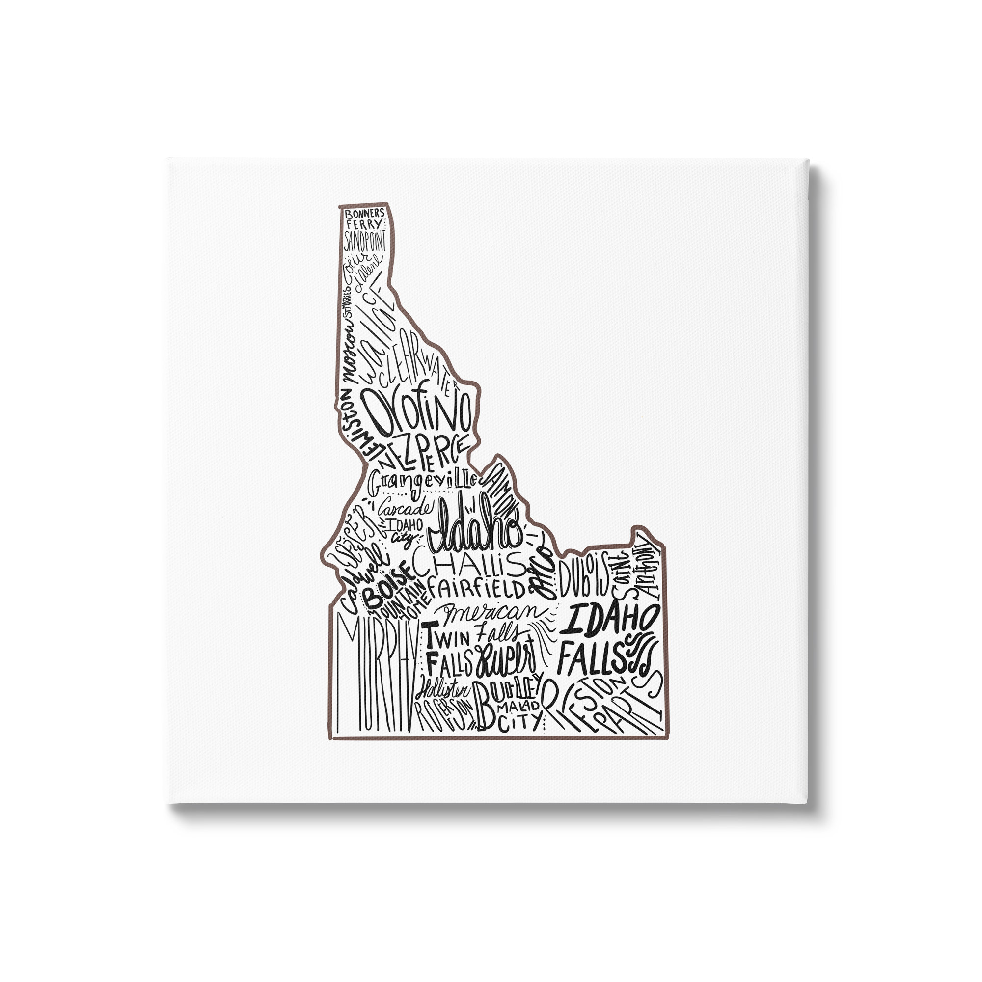 Ebern Designs Idaho State Shape Cities - Wrapped Canvas Graphic Art ...